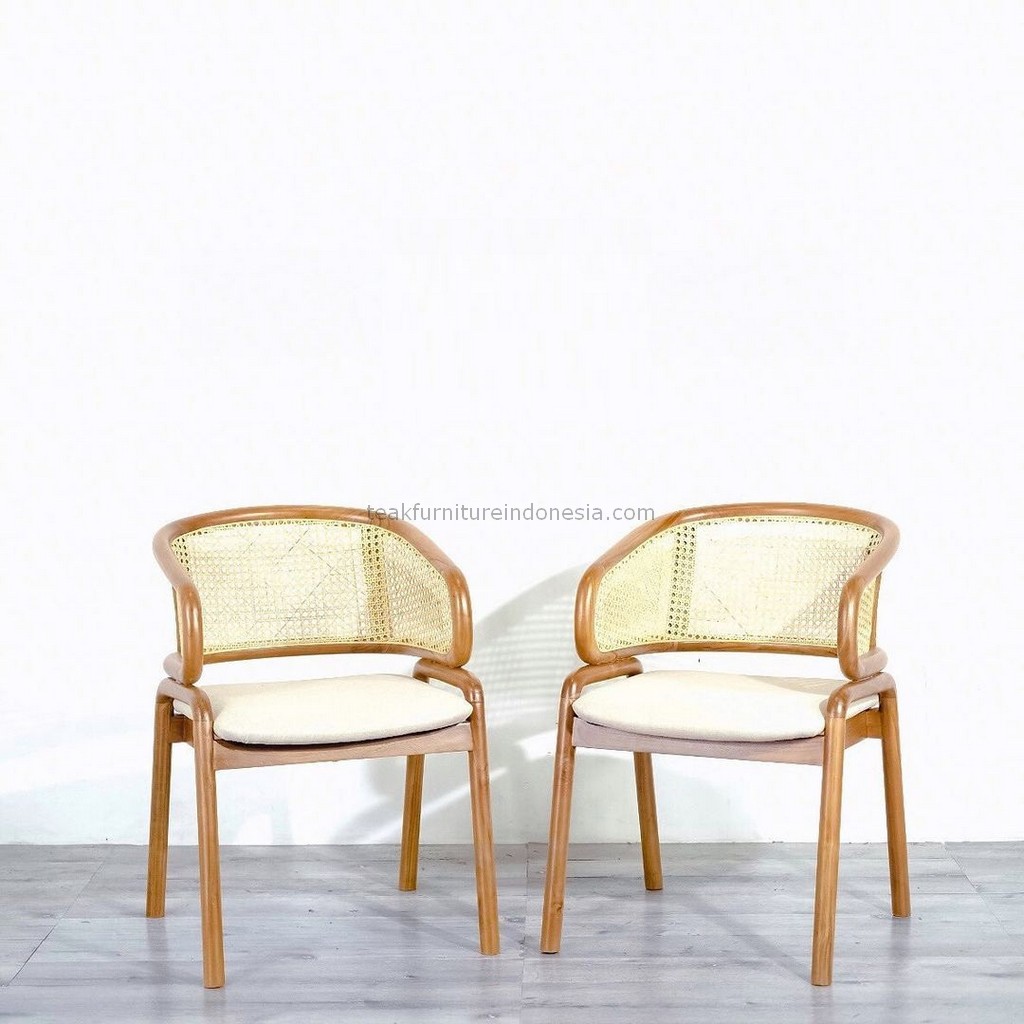 Teak Natural Rattan Dining Chair